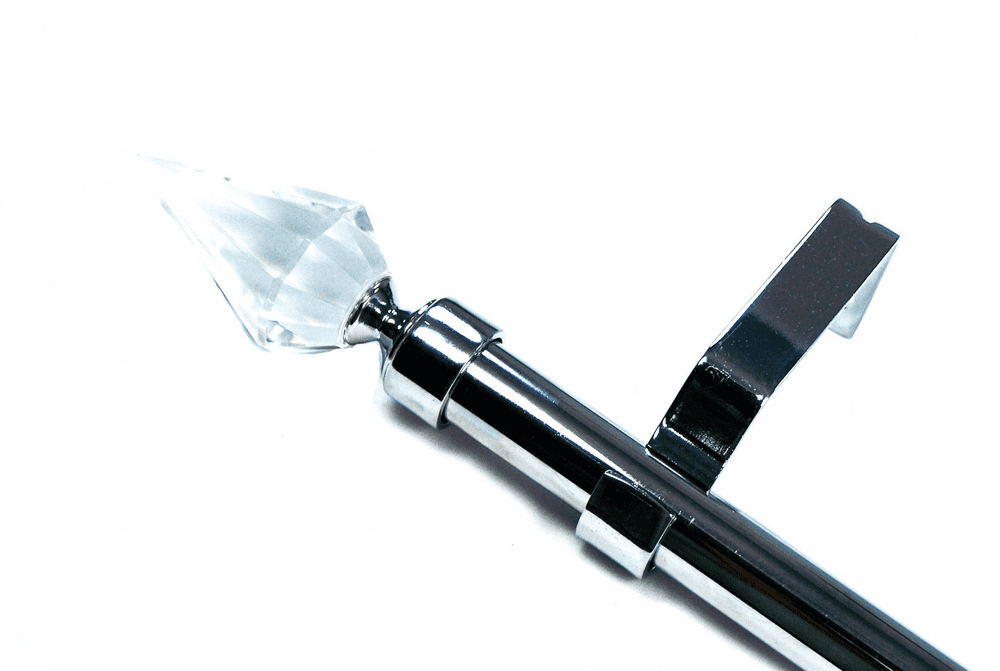 19mm Polished Chrome Eyelet Curtain Pole Crystal Spear Finials