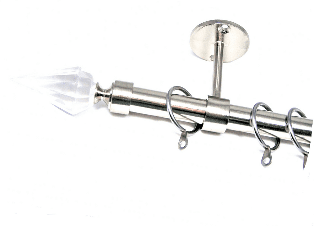 19mm Stainless Steel Ceiling Curtain Pole System Crystal Spear Finials