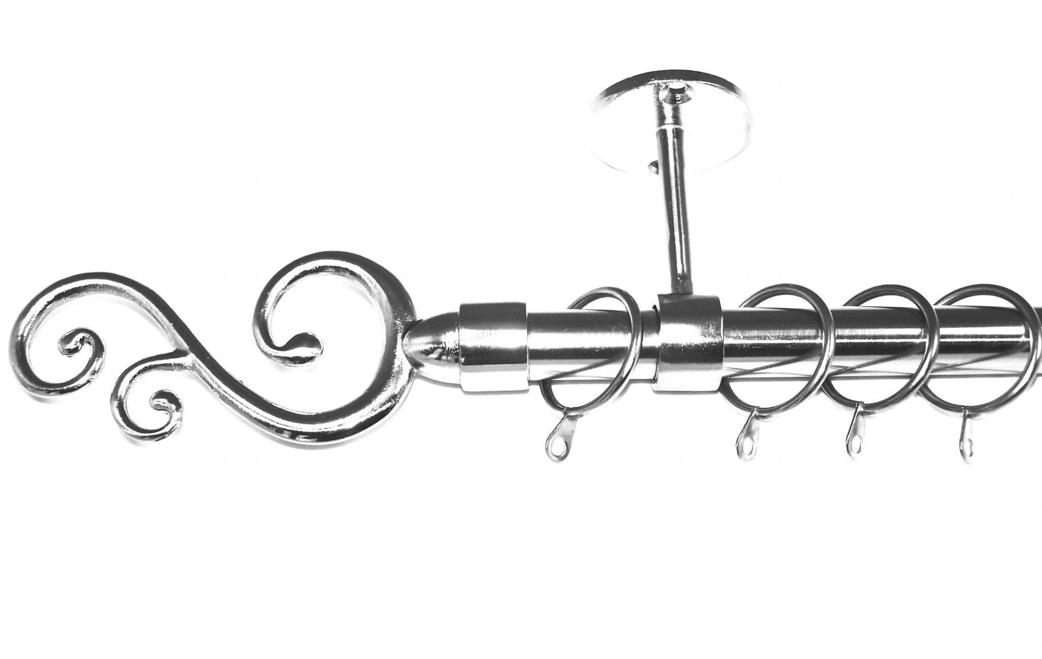 19mm Stainless Steel Ceiling Curtain Pole System Swirl Finials