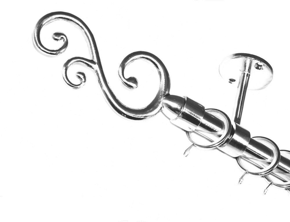 19mm Stainless Steel Ceiling Pole Swirl Finials Glider Rings