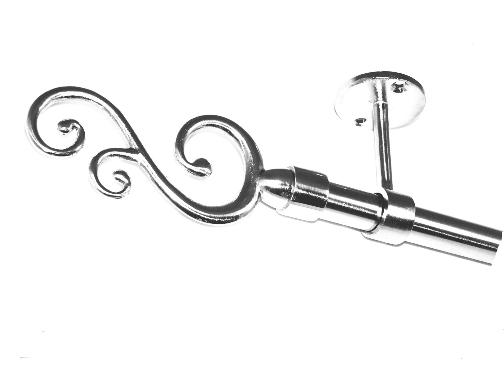 19mm Stainless Steel Eyelet Ceiling Curtain Pole System Swirl Finials