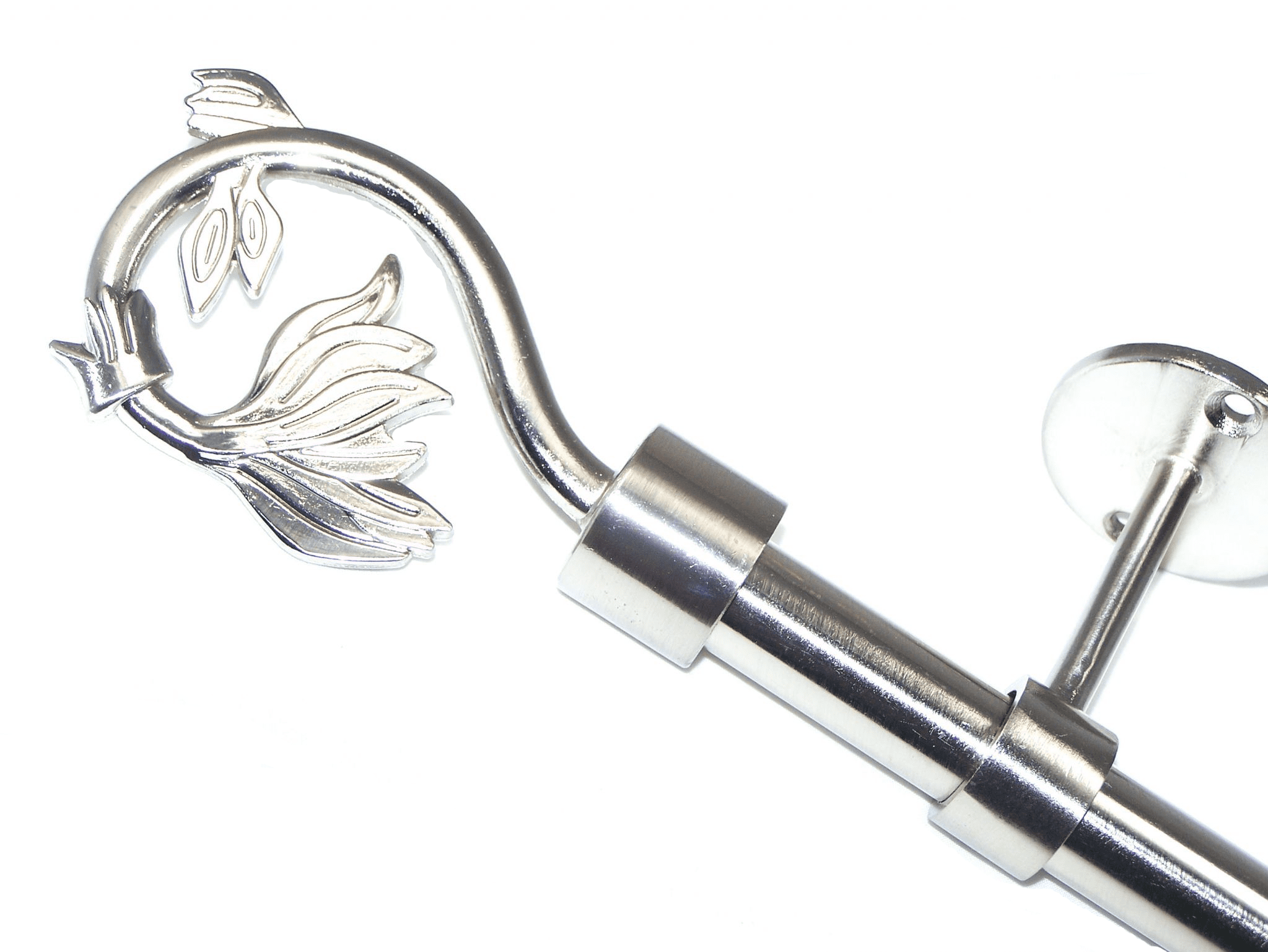 19mm Stainless Steel Eyelet Ceiling Pole Swirl Leaf Finials