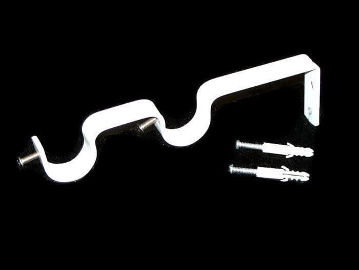 25/25mm Gloss White Double Layer Curtain Pole Wall Bracket 1 2 3