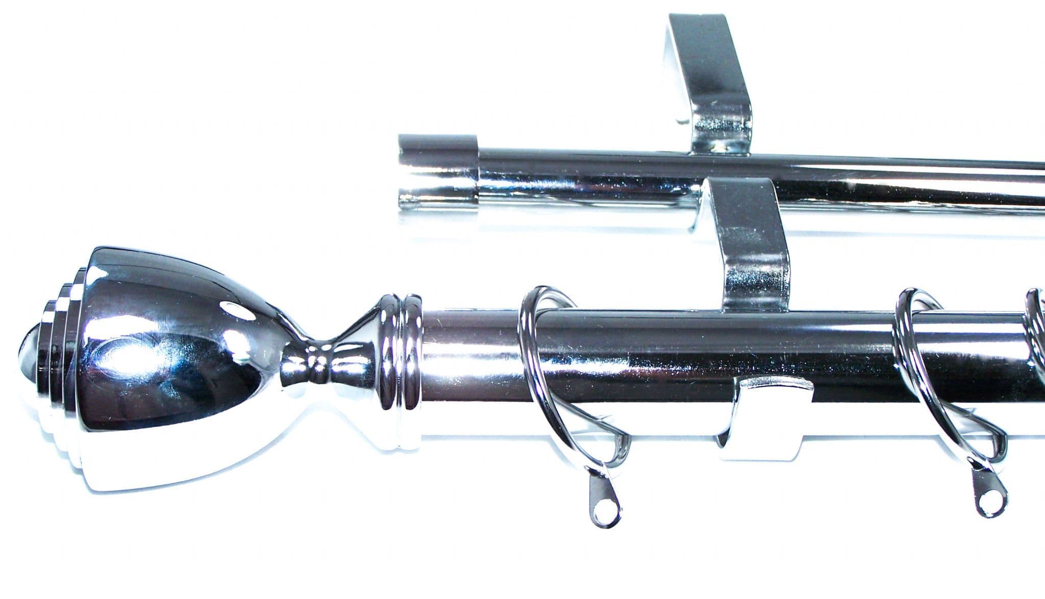 28/19mm Double Layer Chrome Curtain Pole Trophy Finials