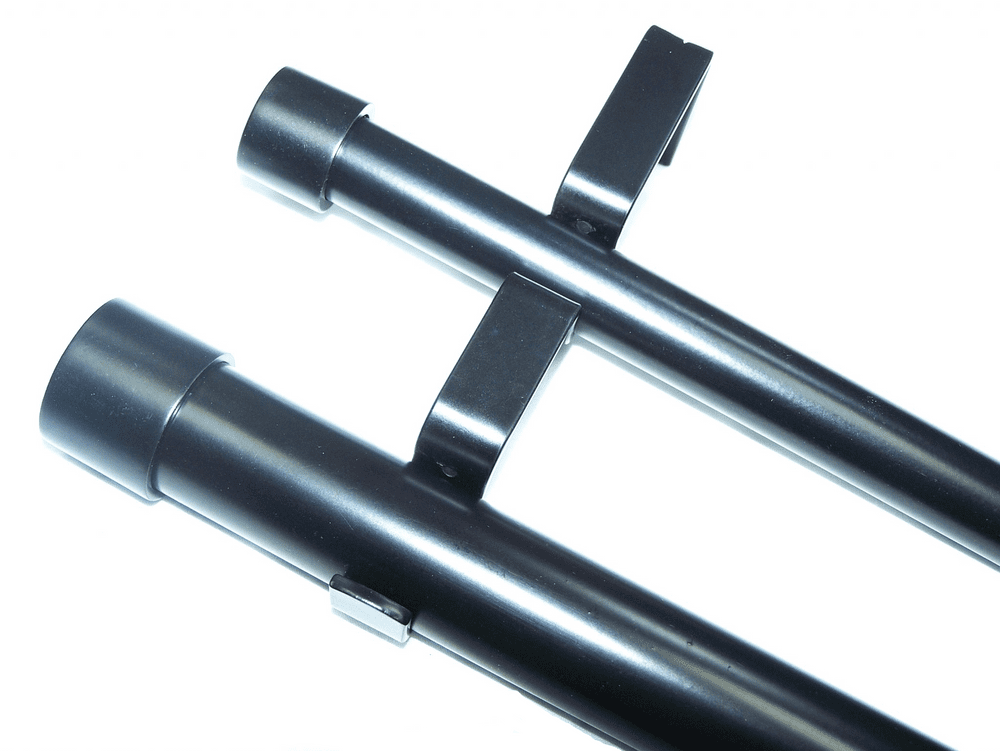 28/19mm Double Layer Matt Black Eyelet Curtain Pole End Cap Finials