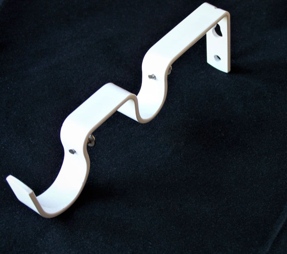28/19mm Gloss White Double Layer Curtain Pole Bracket 1 2 3