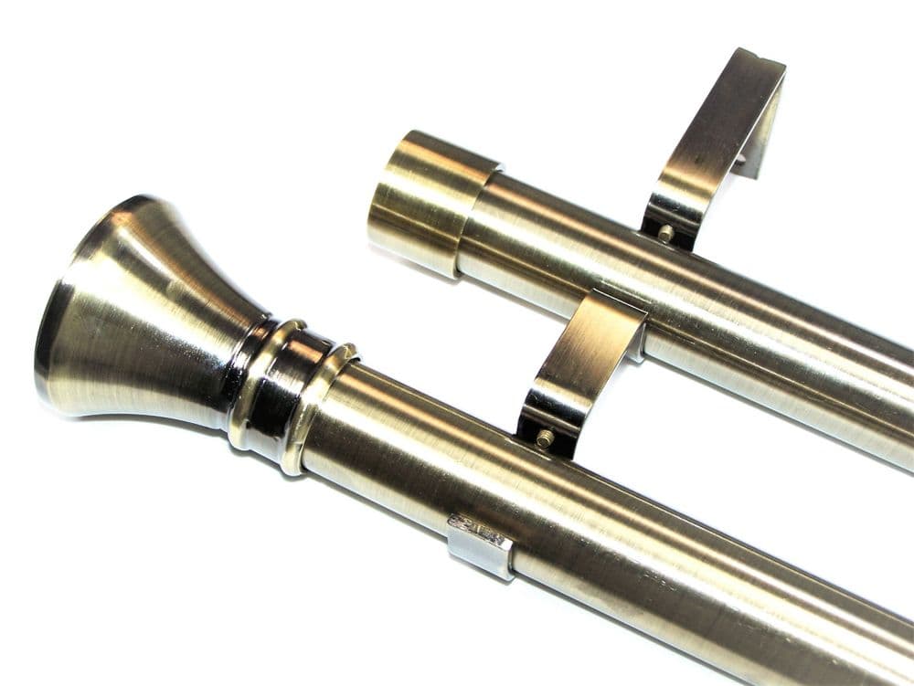 28/28mm Double Antique Brass Extendable Eyelet Pole Hammerhead Finials ...