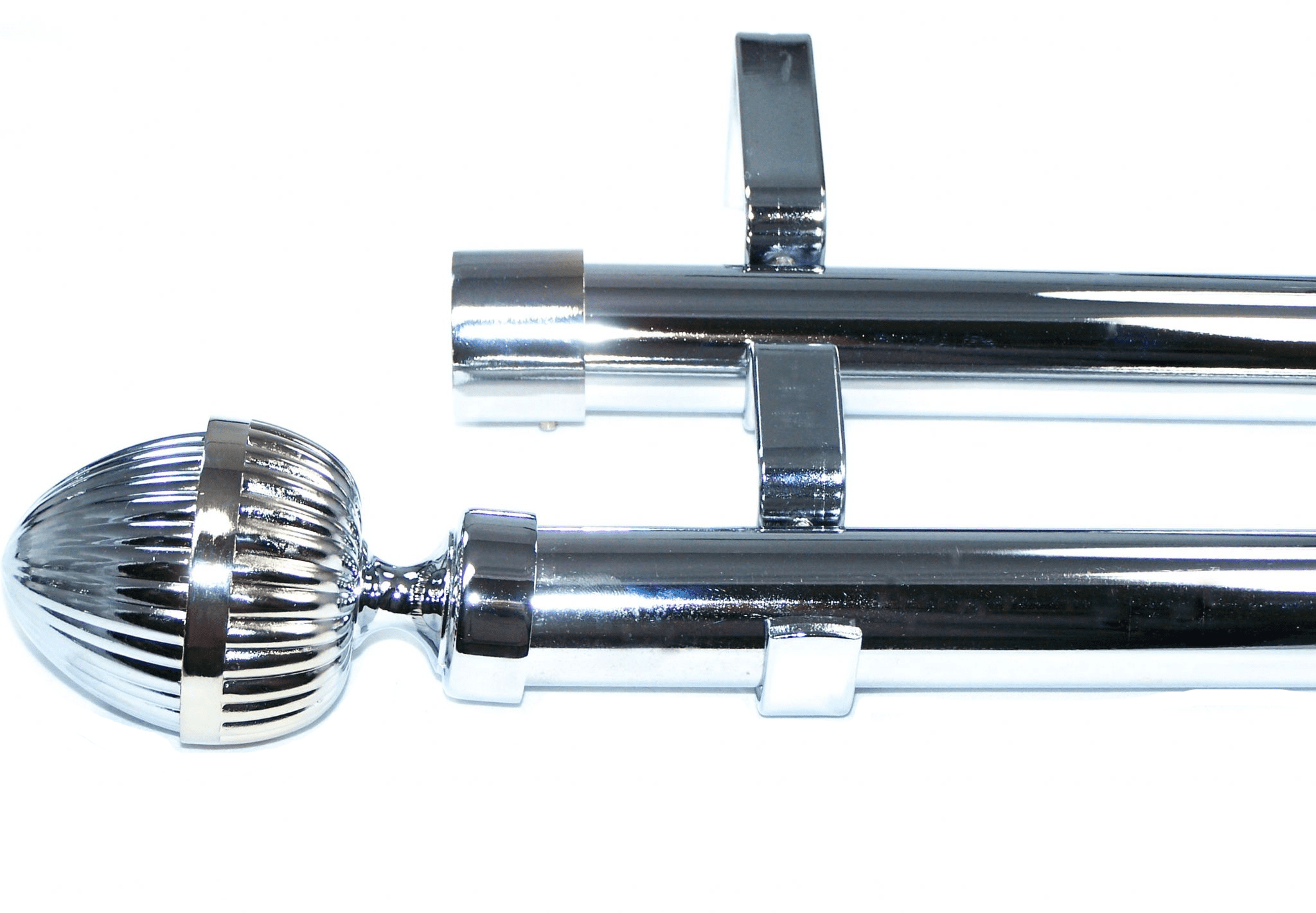 28/28mm Double Chrome Extendable Eyelet Pole Acorn Finials 1 2m - 2 1m
