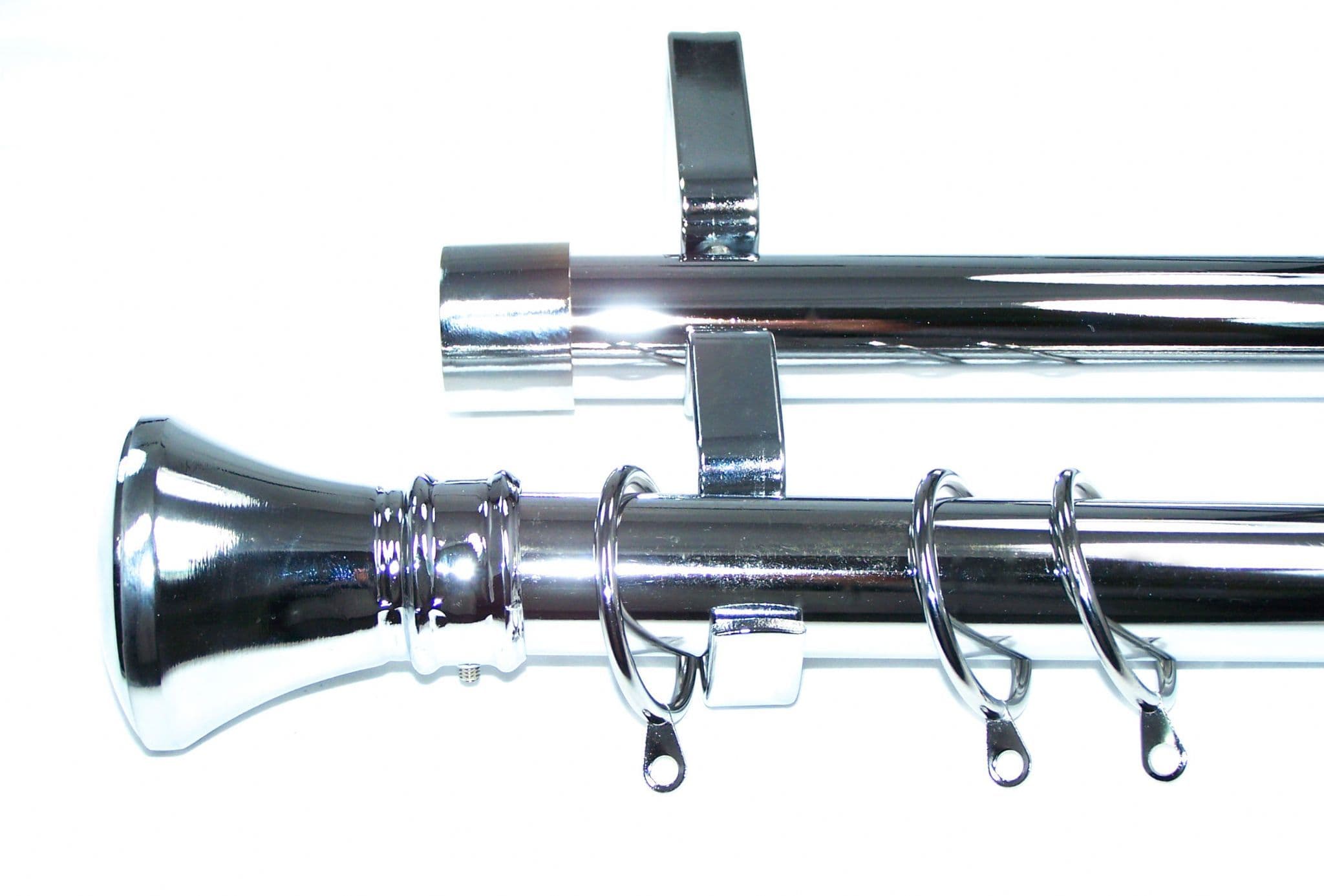 28/28mm Double Layer Chrome Curtain Pole Hammerhead Finials