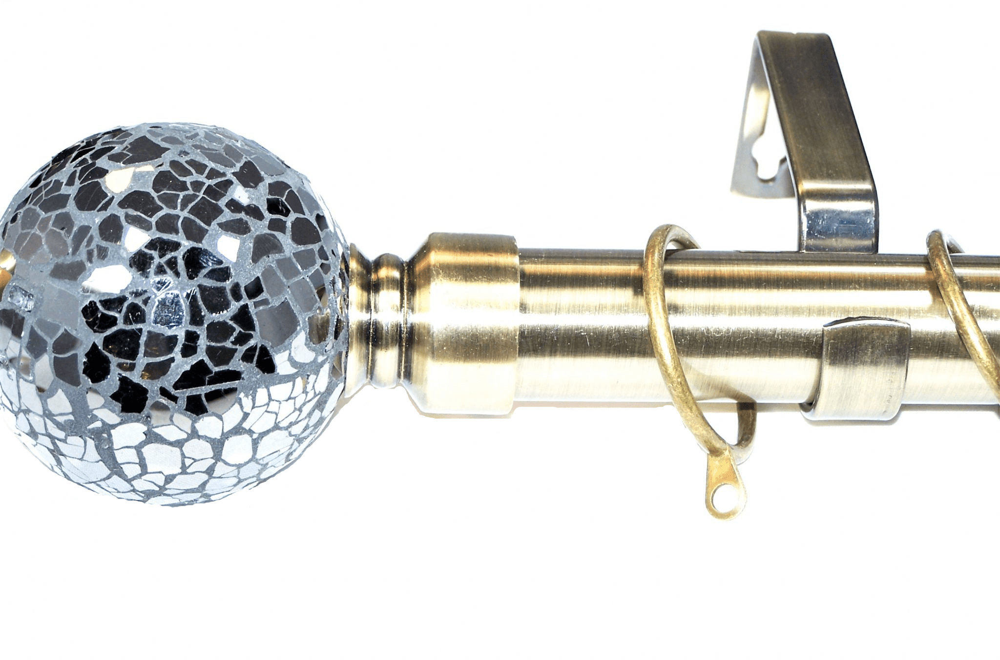 28mm Antique Brass Bay Window System Black Mosaic Finials 2 4m 3m 3 6m ...