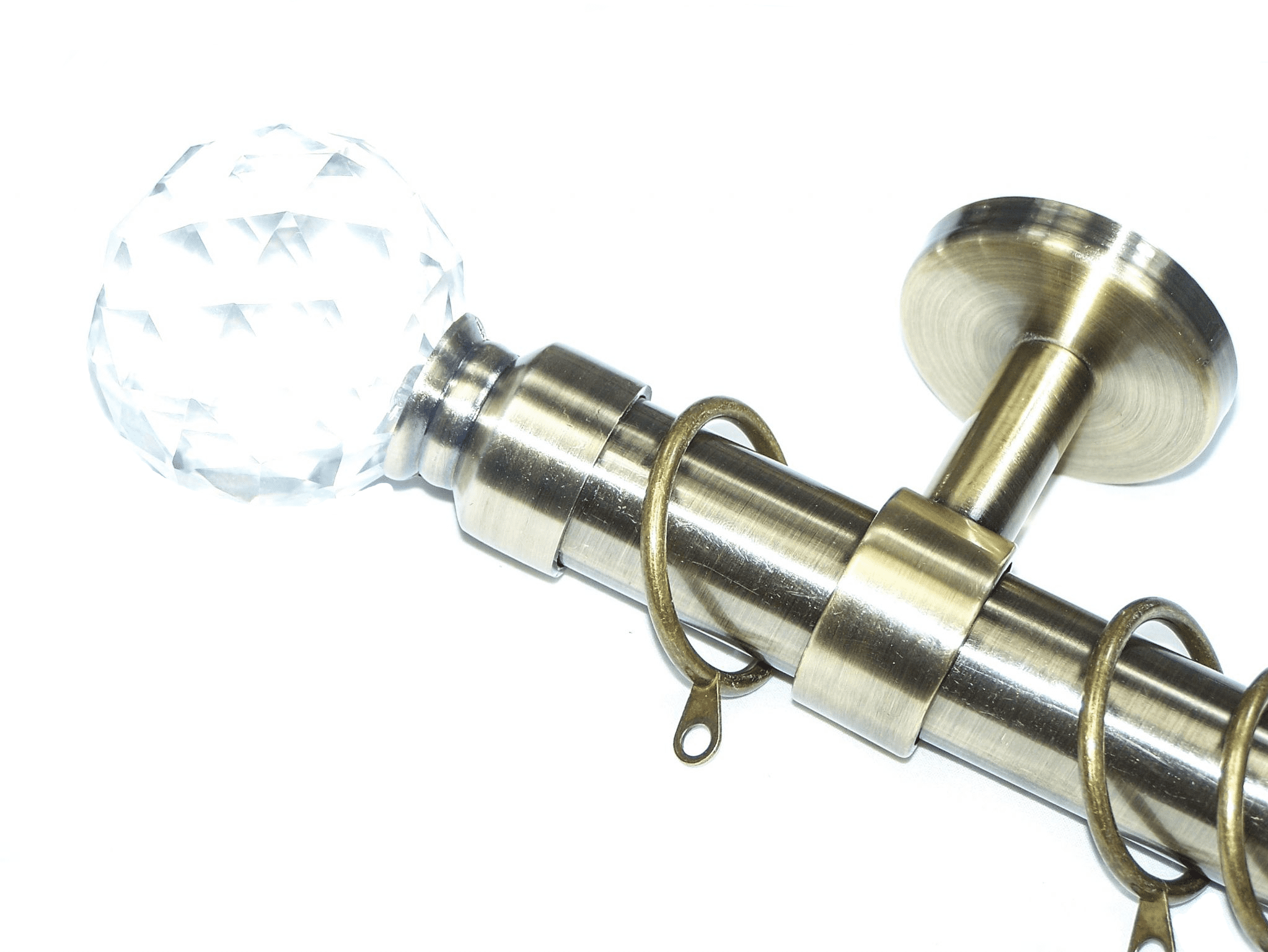 28mm Antique Brass Ceiling Curtain Pole Crystal Ball Finials