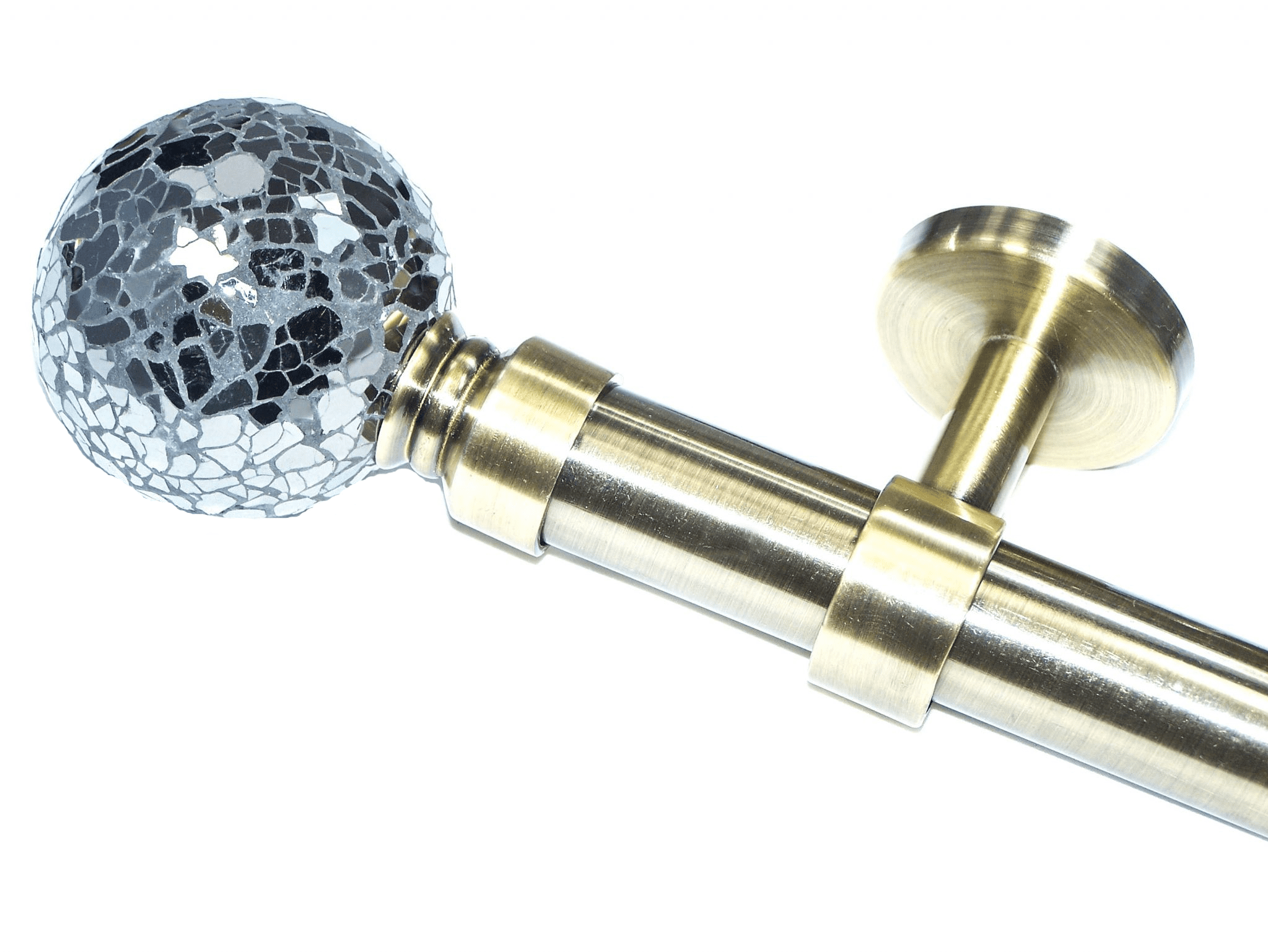 28mm Antique Brass Ceiling Eyelet Pole Black Mosaic Finials