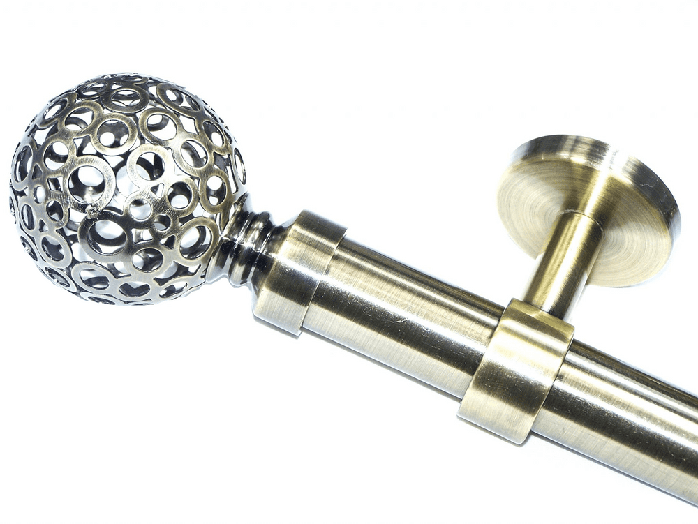 28mm Antique Brass Ceiling Eyelet Pole Circle Ball Finials