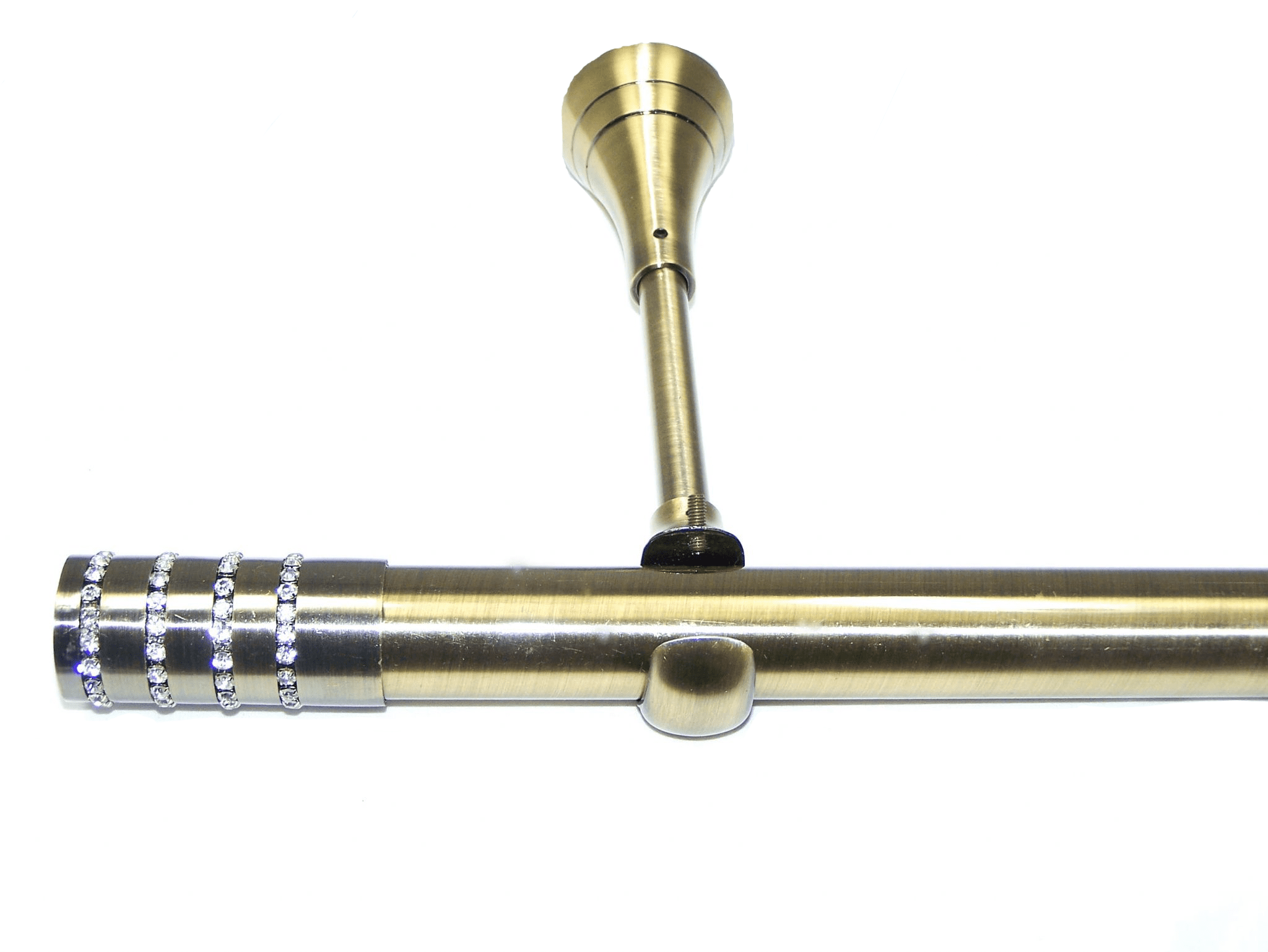 28mm Antique Brass Eyelet Designer Extra Deep Pole Diamante Barrel Finials