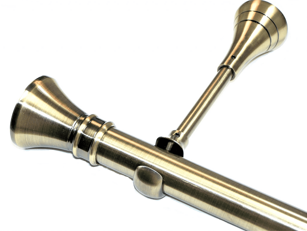 28mm Antique Brass Eyelet Designer Extra Deep Pole Hammerhead Finials