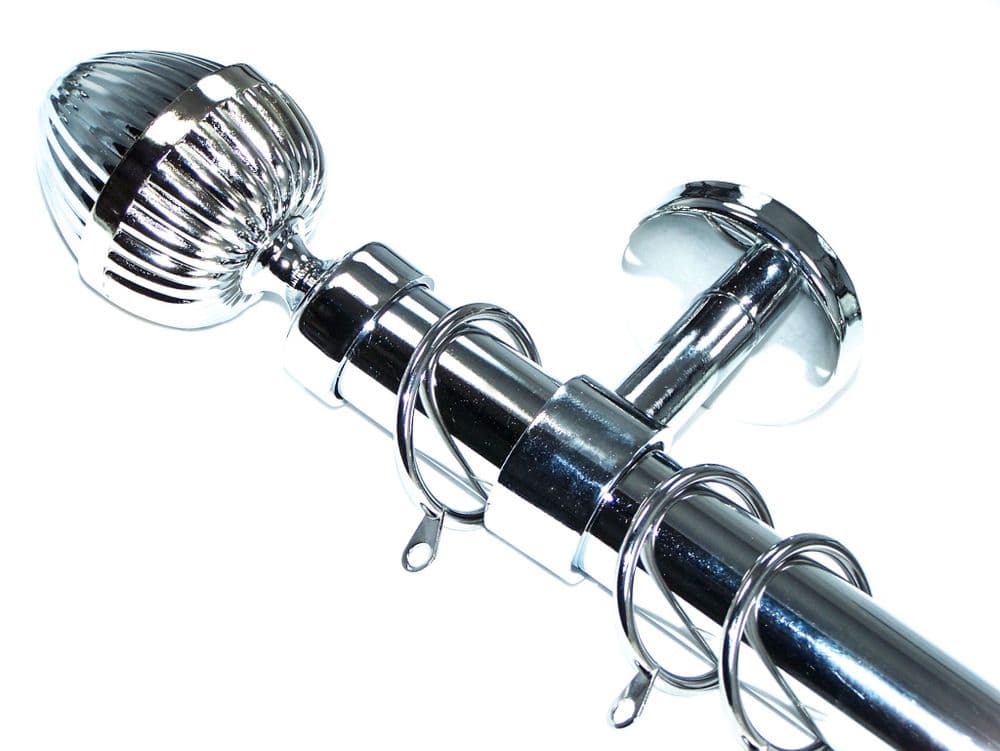 28mm Chrome Ceiling Curtain Pole Acorn Finials