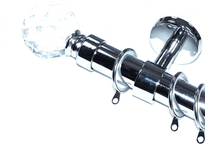 28mm Chrome Ceiling Curtain Pole Crystal Ball Finials