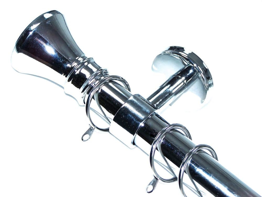 28mm Chrome Ceiling Curtain Pole Hammerhead Finials