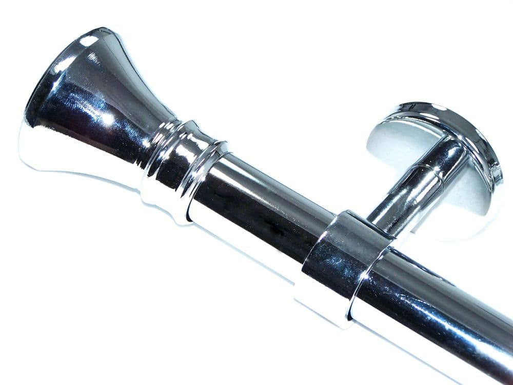 28mm Chrome Ceiling Eyelet Curtain Pole Hammerhead Finials