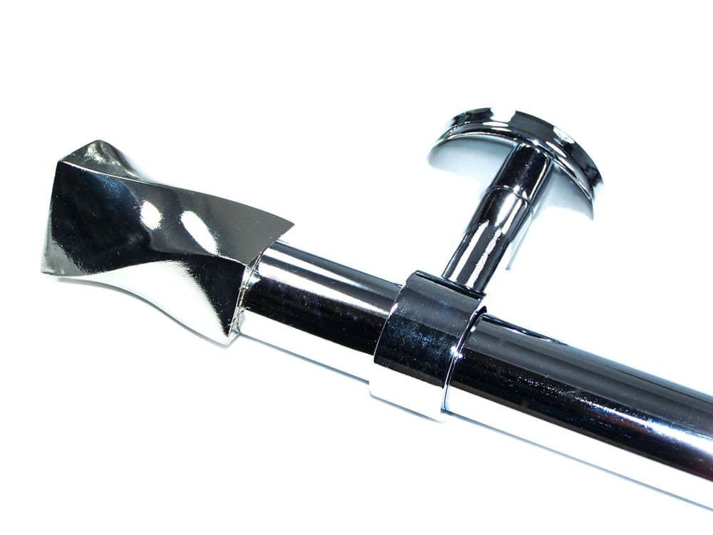 28mm Chrome Ceiling Eyelet Curtain Pole Twisted Barrel Finials