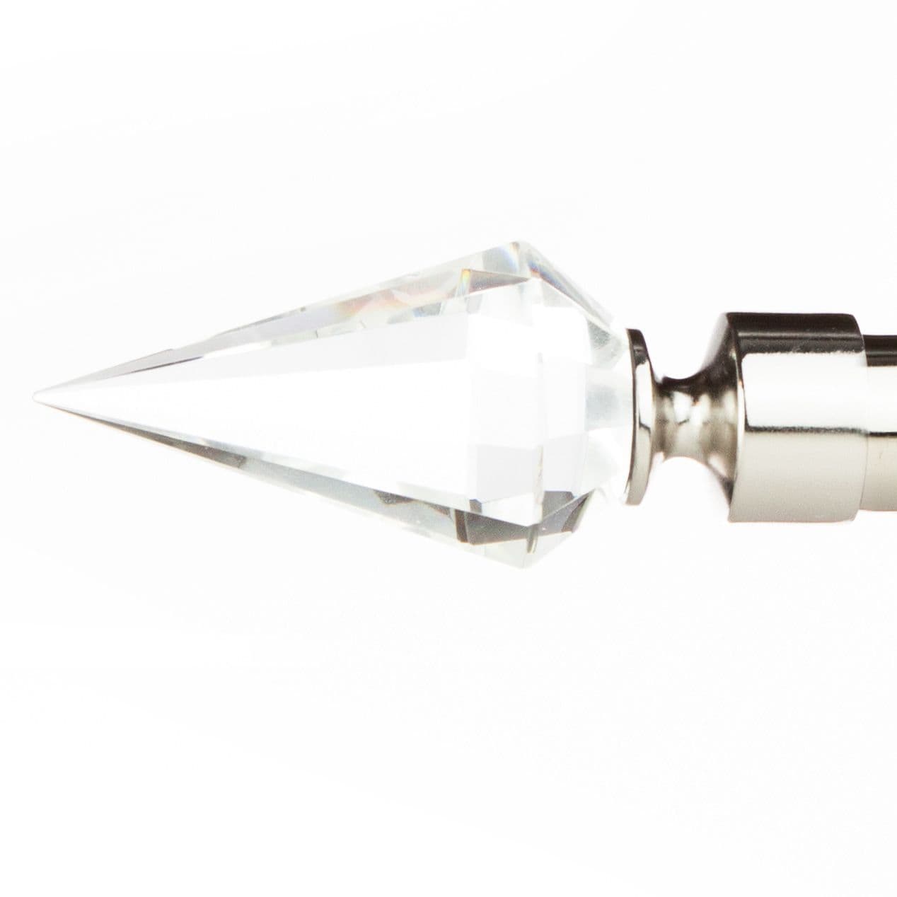 28mm Chrome Curtain Pole Crystal Spear Finials