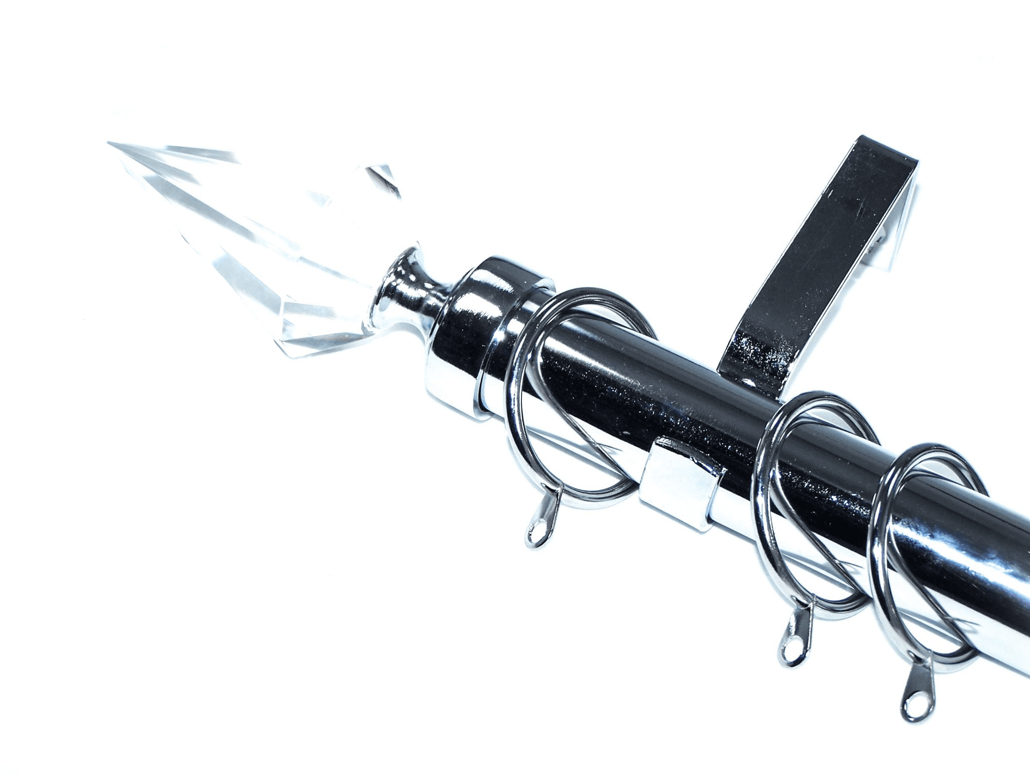 28mm Chrome Curtain Pole Crystal Spear Finials