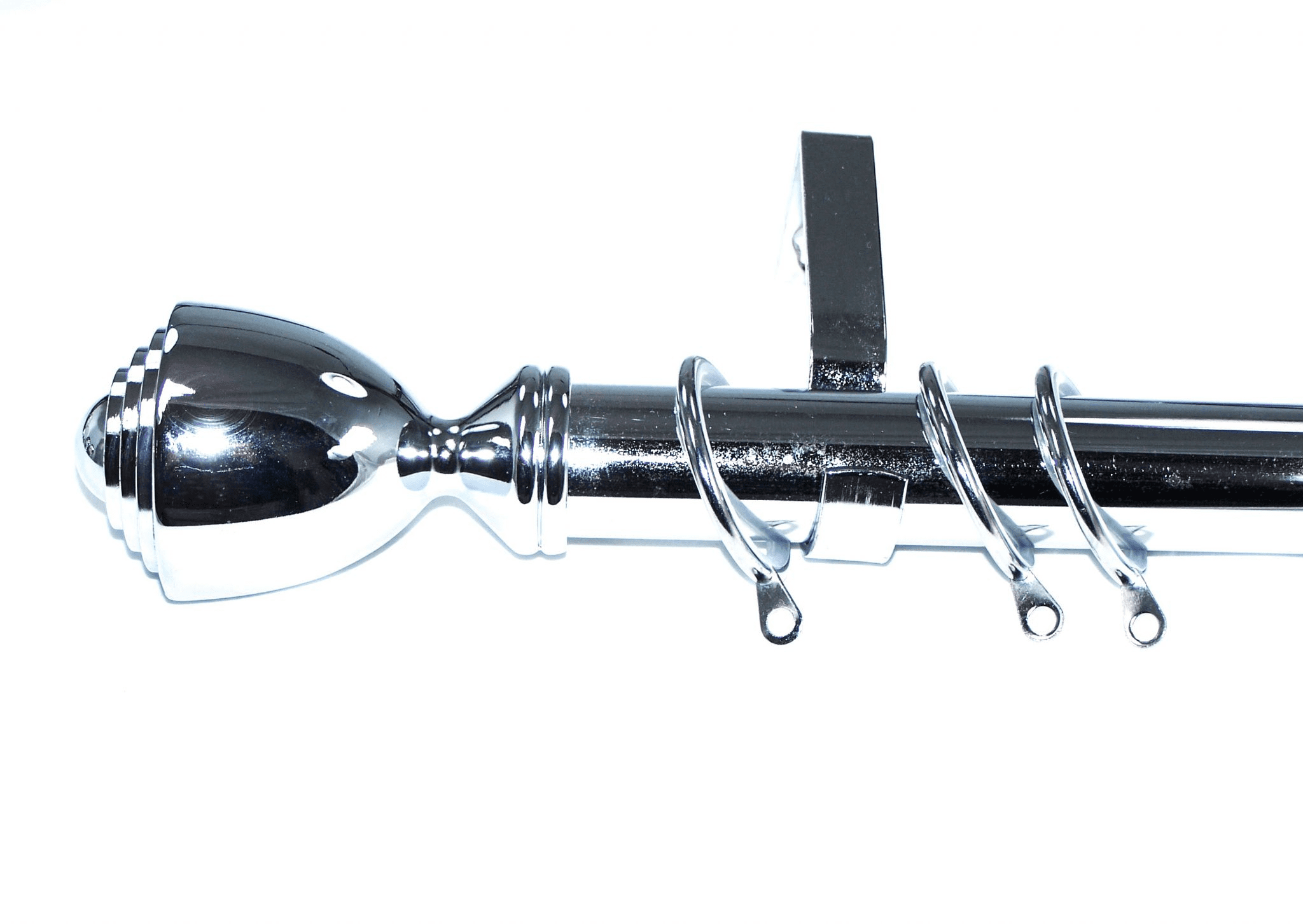 28mm Chrome Curtain Pole Glider Rings Trophy Finials