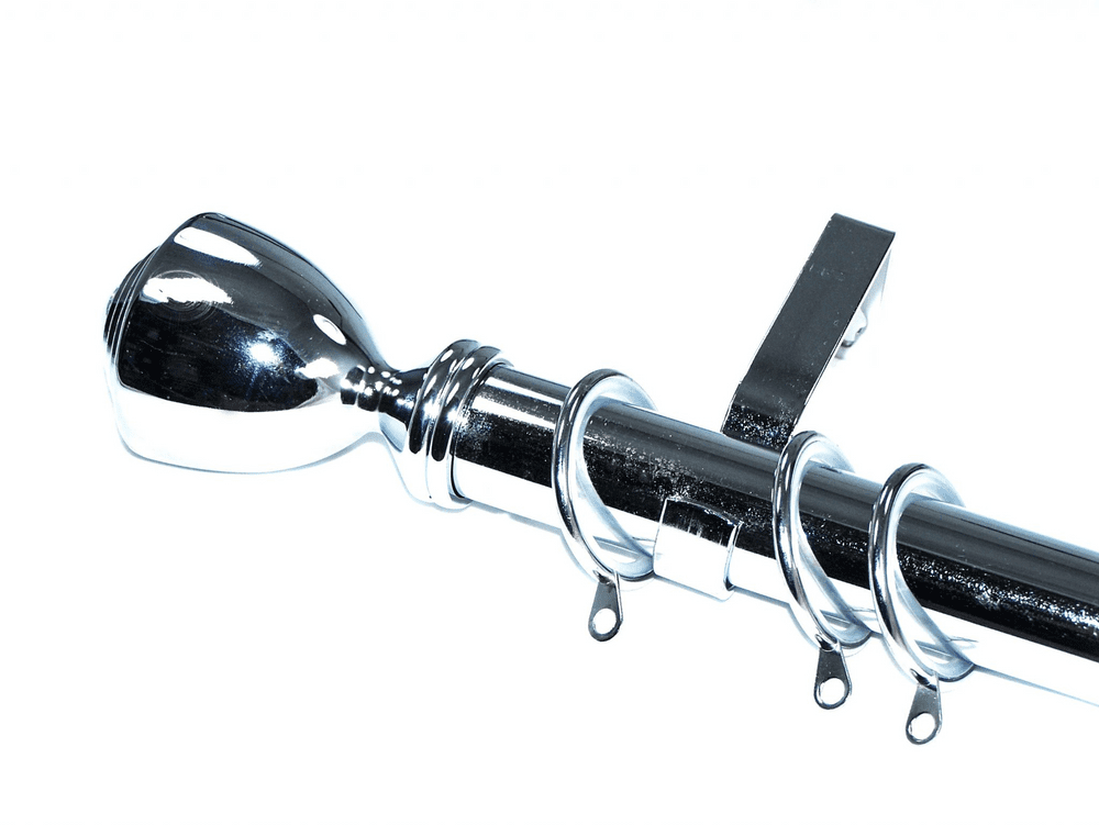 28mm Chrome Curtain Pole Glider Rings Trophy Finials