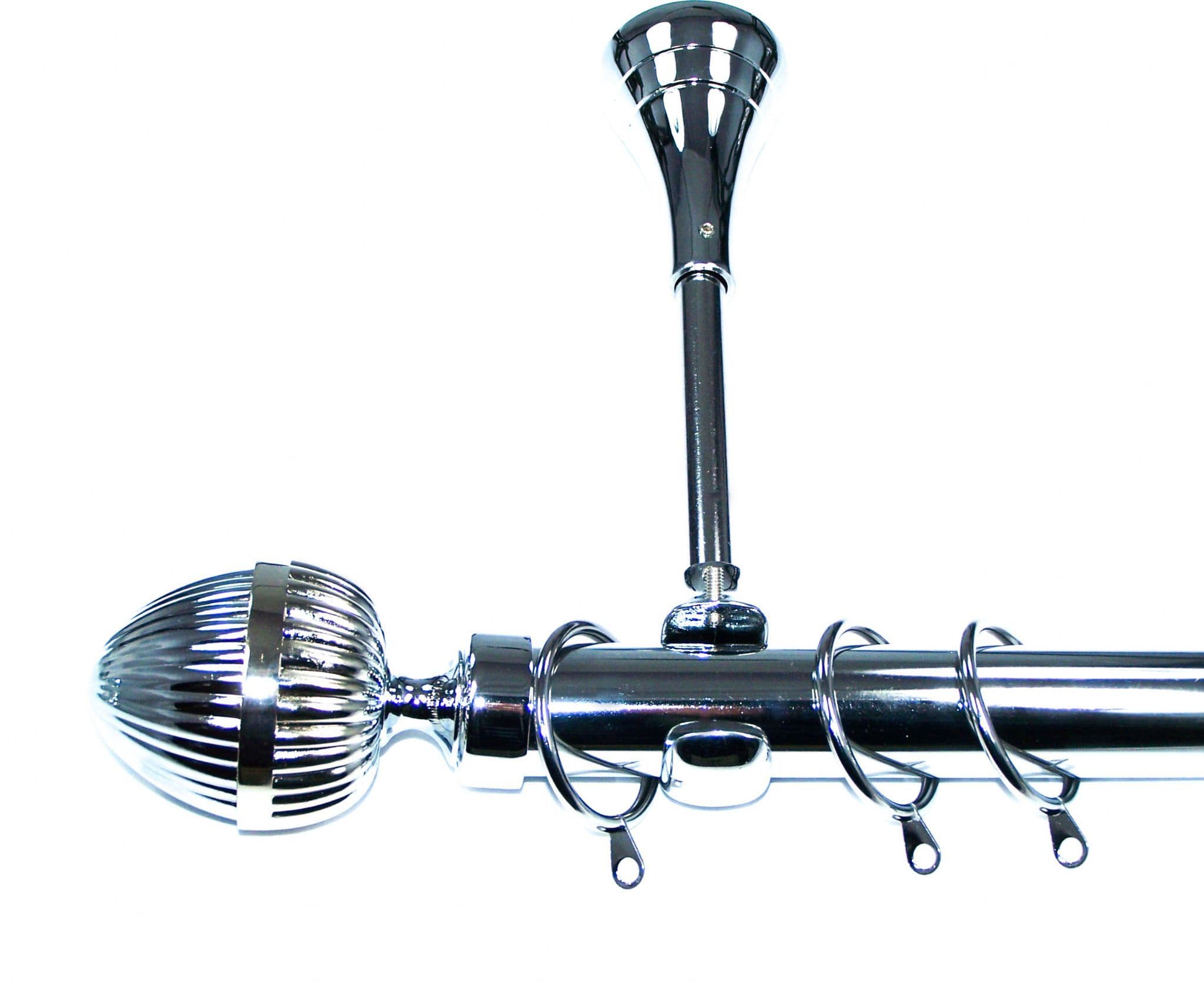 28mm Chrome Designer Extra Deep Curtain Pole Acorn Finials
