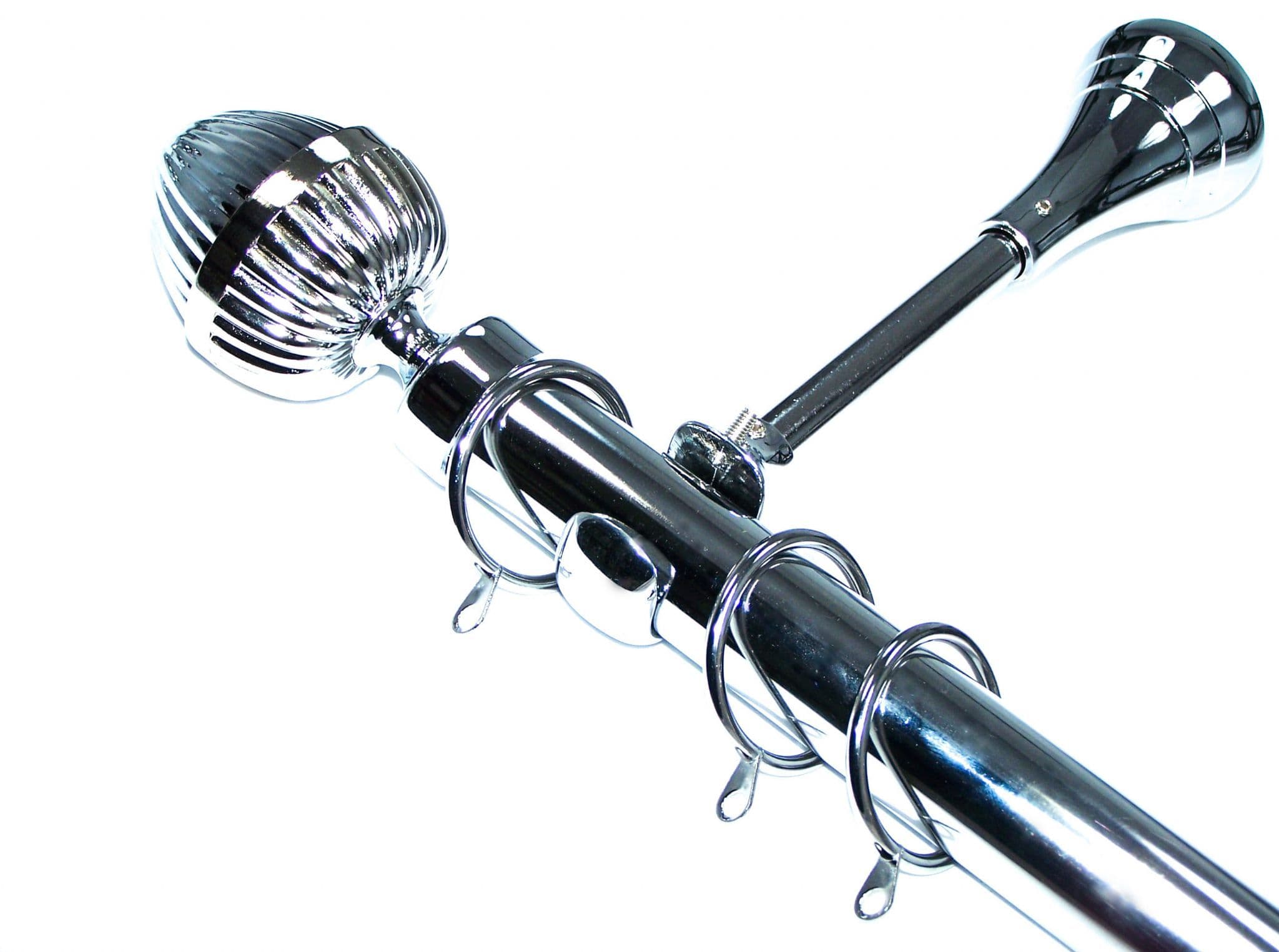 28mm Chrome Designer Extra Deep Curtain Pole Acorn Finials