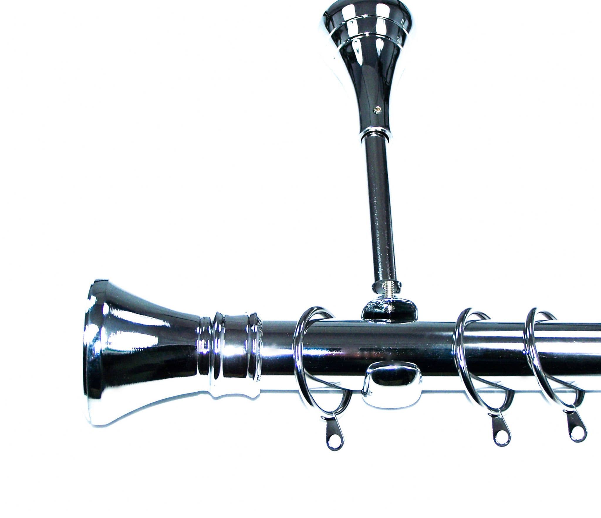 28mm Chrome Designer Extra Deep Curtain Pole with Hammerhead Finials 1 ...