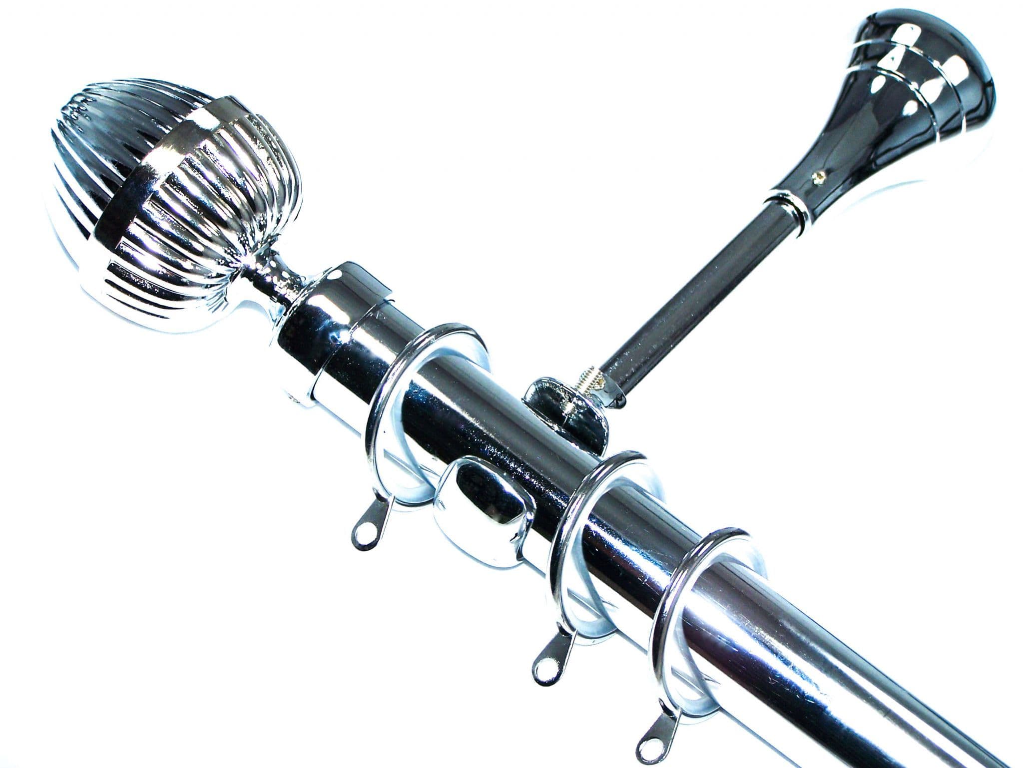 28mm Chrome Designer Extra Deep Pole Glider Rings Acorn Finials