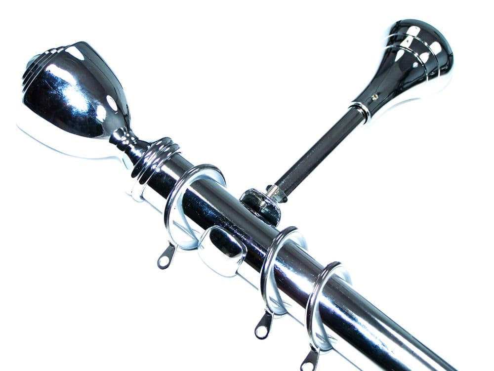 28mm Chrome Designer Extra Deep Pole Glider Rings Trophy Finials