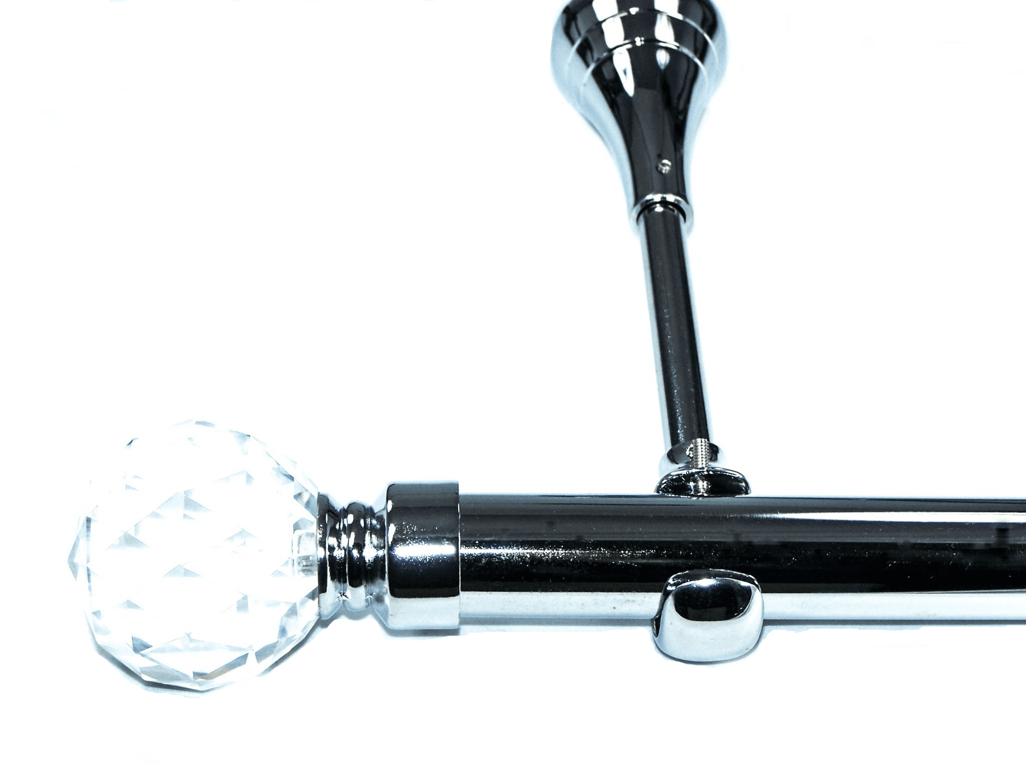 28mm Chrome Eyelet Designer Extra Deep Pole Crystal Ball Finials
