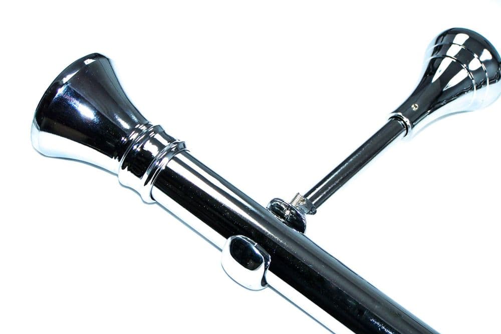 28mm Chrome Eyelet Designer Extra Deep Pole Hammerhead Finials