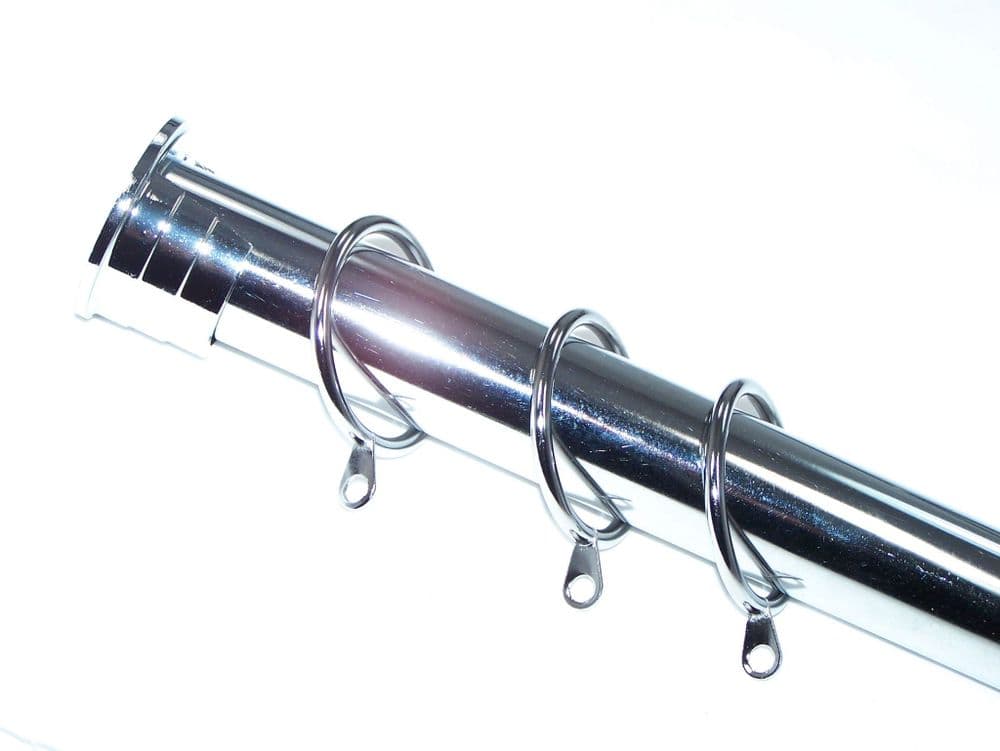 28mm Chrome Recess Curtain Pole with Rings