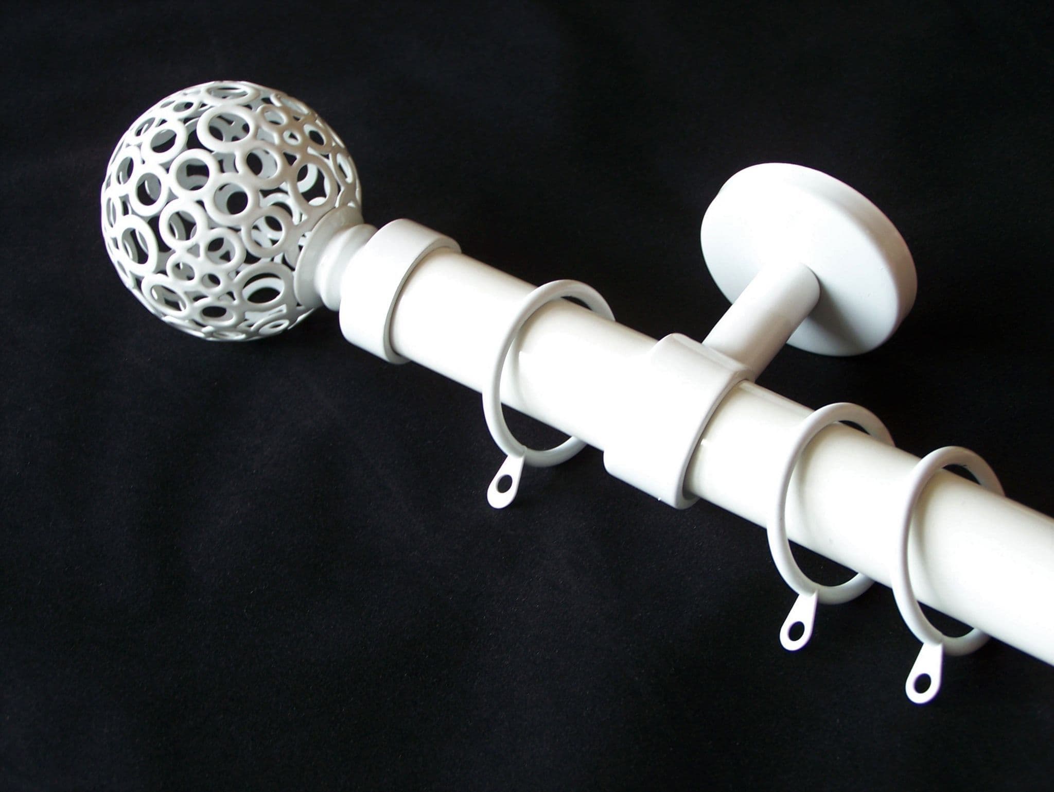 28mm Gloss White Ceiling Curtain Pole Circle Ball Finials