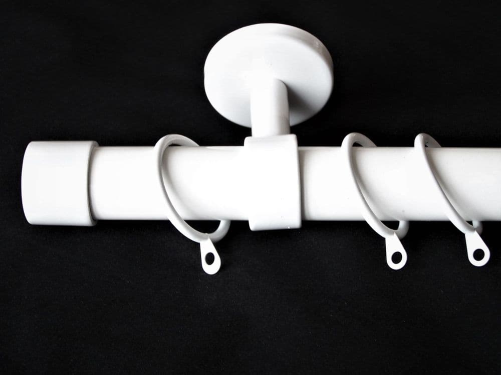 28mm Gloss White Ceiling Curtain Pole End Cap Finials