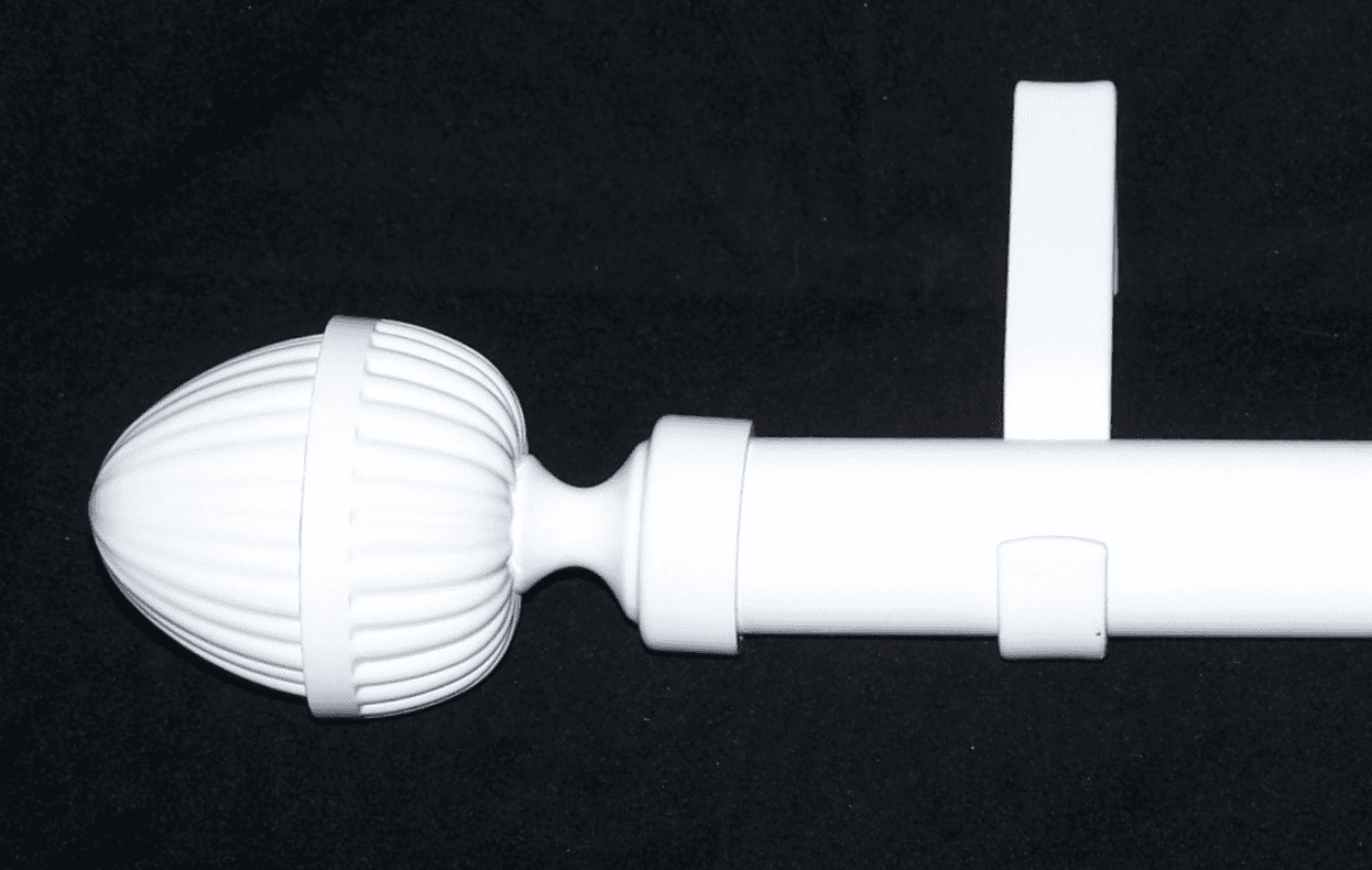 28mm Gloss White Eyelet Curtain Pole Acorn Finials