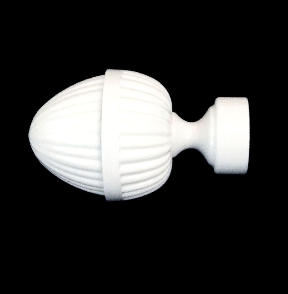 28mm Gloss White Metal Acorn Curtain Pole Finials