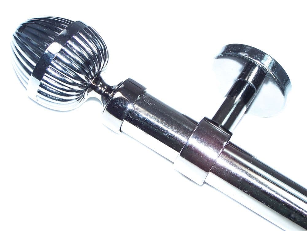 28mm Graphite Black Eyelet Ceiling Bay Window System Acorn Finials 2 4m ...