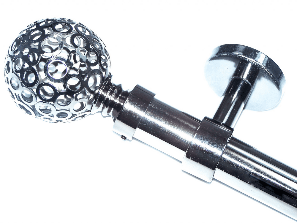 28mm Graphite Black Nickel Ceiling Eyelet Pole Circle Ball Finials