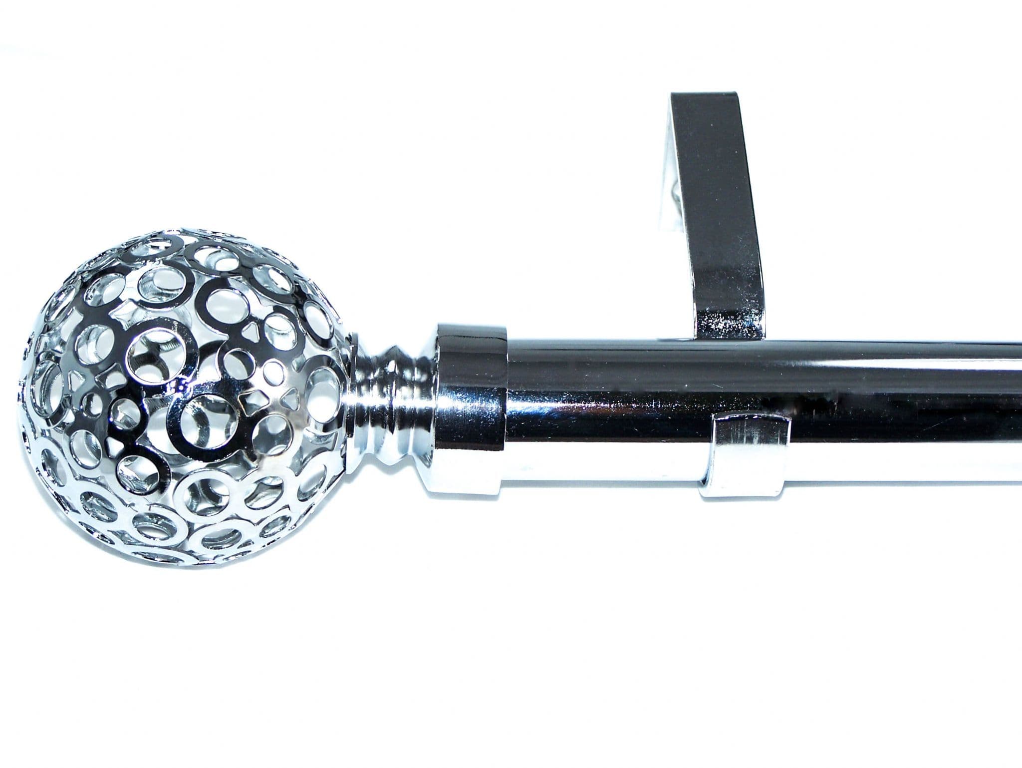 28mm Polished Chrome Eyelet Curtain Pole Circle Ball Finials