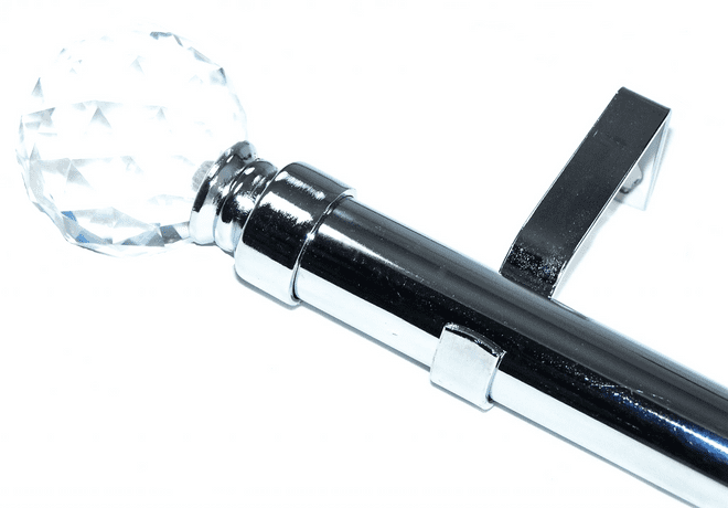 28mm Polished Chrome Eyelet Curtain Pole Crystal Ball Finials