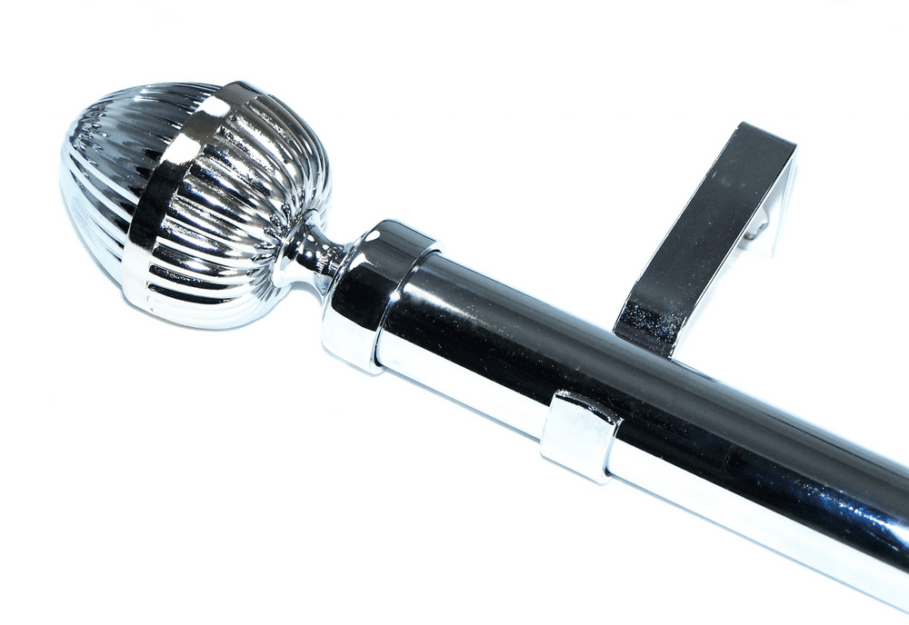 28mm Polished Chrome Eyelet Curtain Pole designer Acorn Finials
