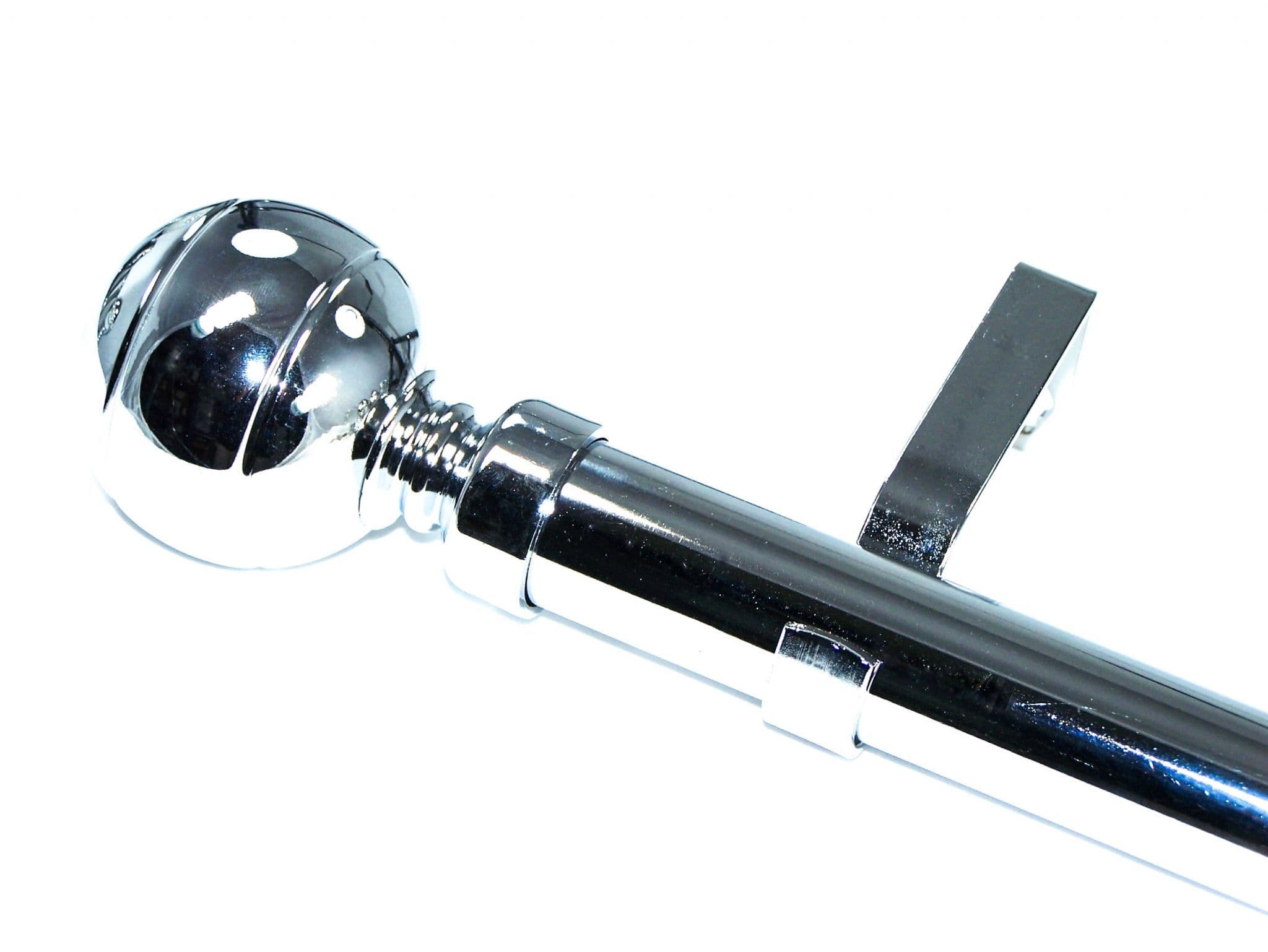 28mm Polished Chrome Eyelet Curtain Pole Ribbed Ball Finials