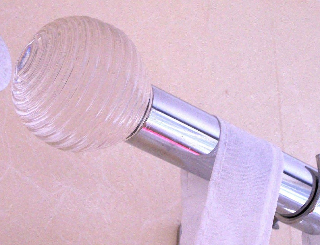 28mm Translucent Ribbed Acrylic Ball Curtain Pole Finials
