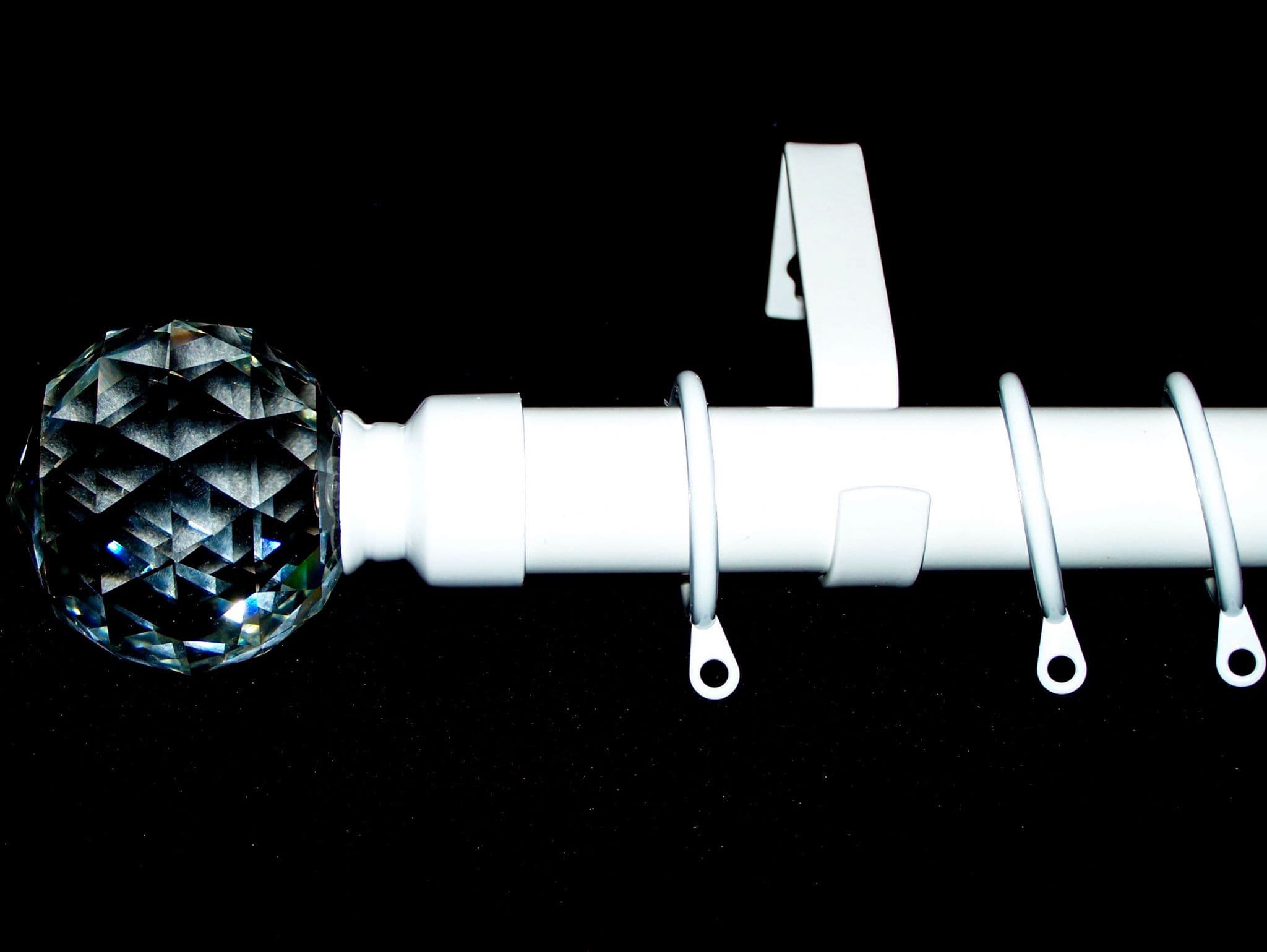 28mm White Curtain Pole Crystal Ball Finials 1 8m 3 6m