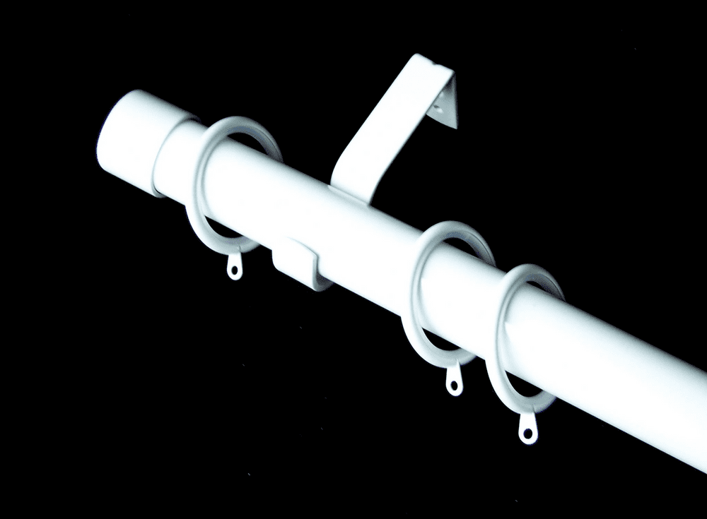 28mm White Curtain Pole Glider Rings End Cap Finials 1 8m 3 6m