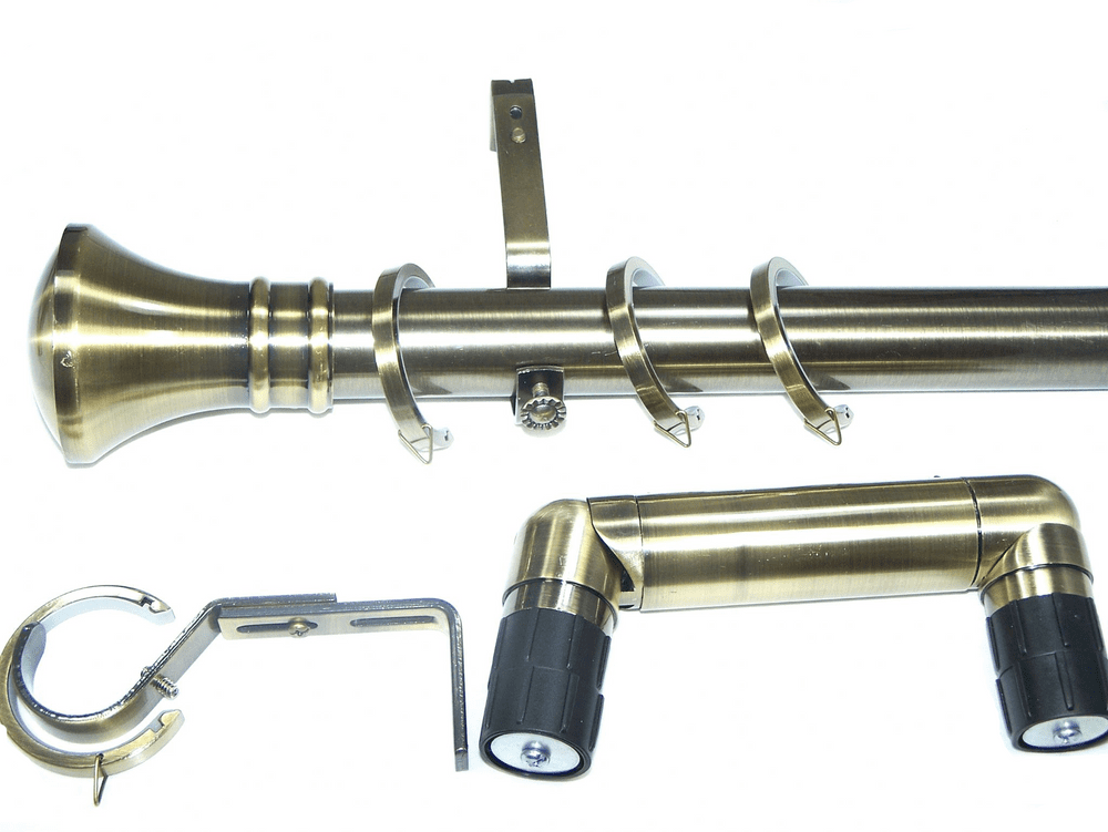 35mm Antique Brass Bay Window Pole System Hammerhead Finials 2 4m 3m 3 ...